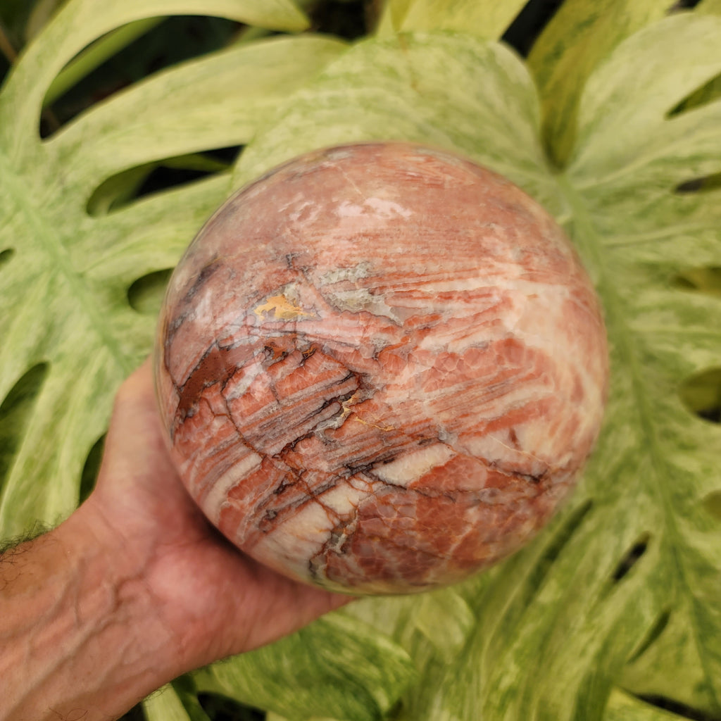 Red Banded Calcite Sphere (12.31 lbs _ S-110) – Steve's Leaves